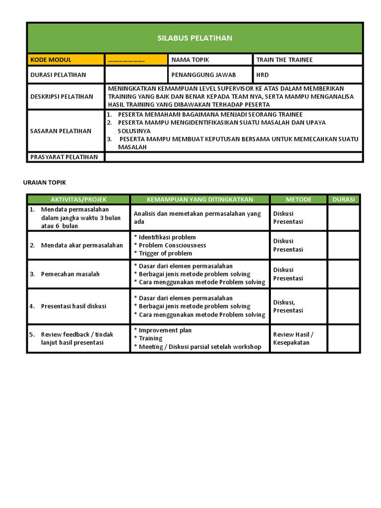 Silabus Pelatihan | PDF | Bisnis