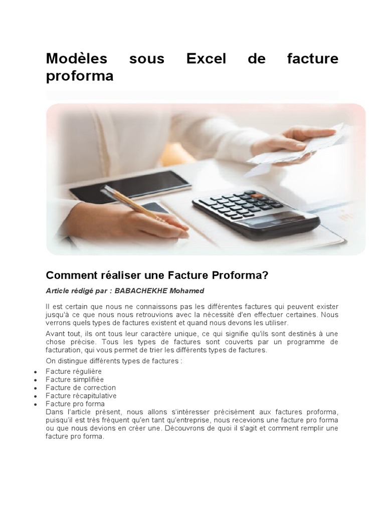Guide de création d'une facture proforma | PDF | Facture | Taxe sur la ...