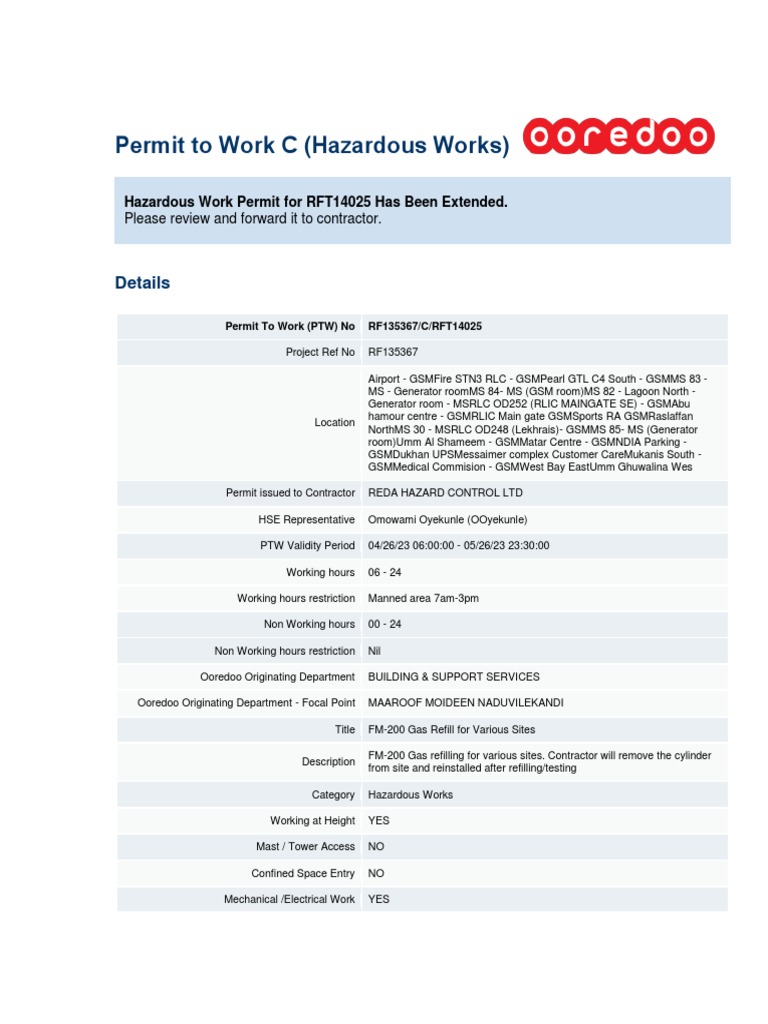 Permit To Work C | PDF | Safety | Occupational Safety And Health
