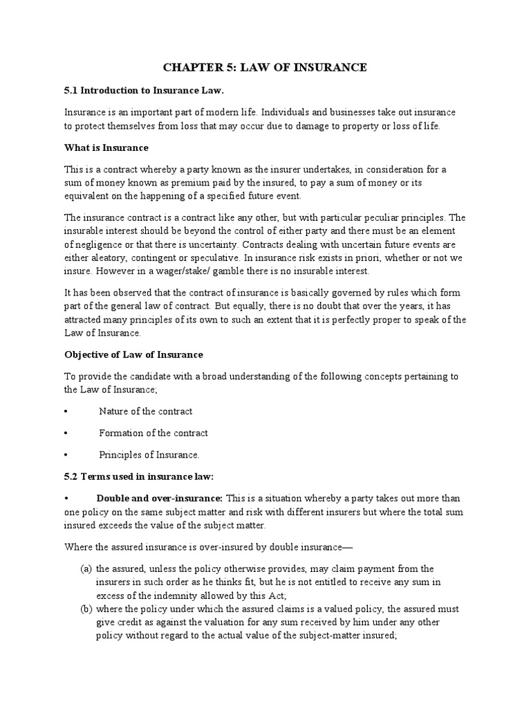 Understanding Insurance Law Principles | PDF | Insurance | Indemnity