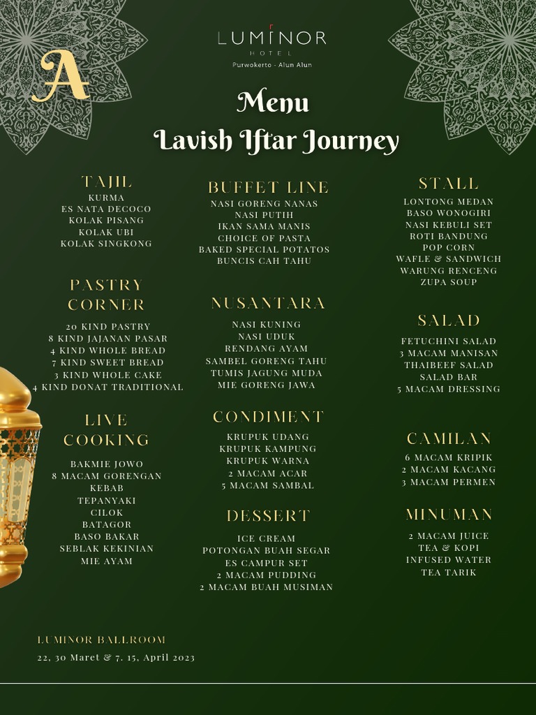 Menu Lavish Iftar Journey 2023 PDF | PDF | Food And Drink Preparation ...