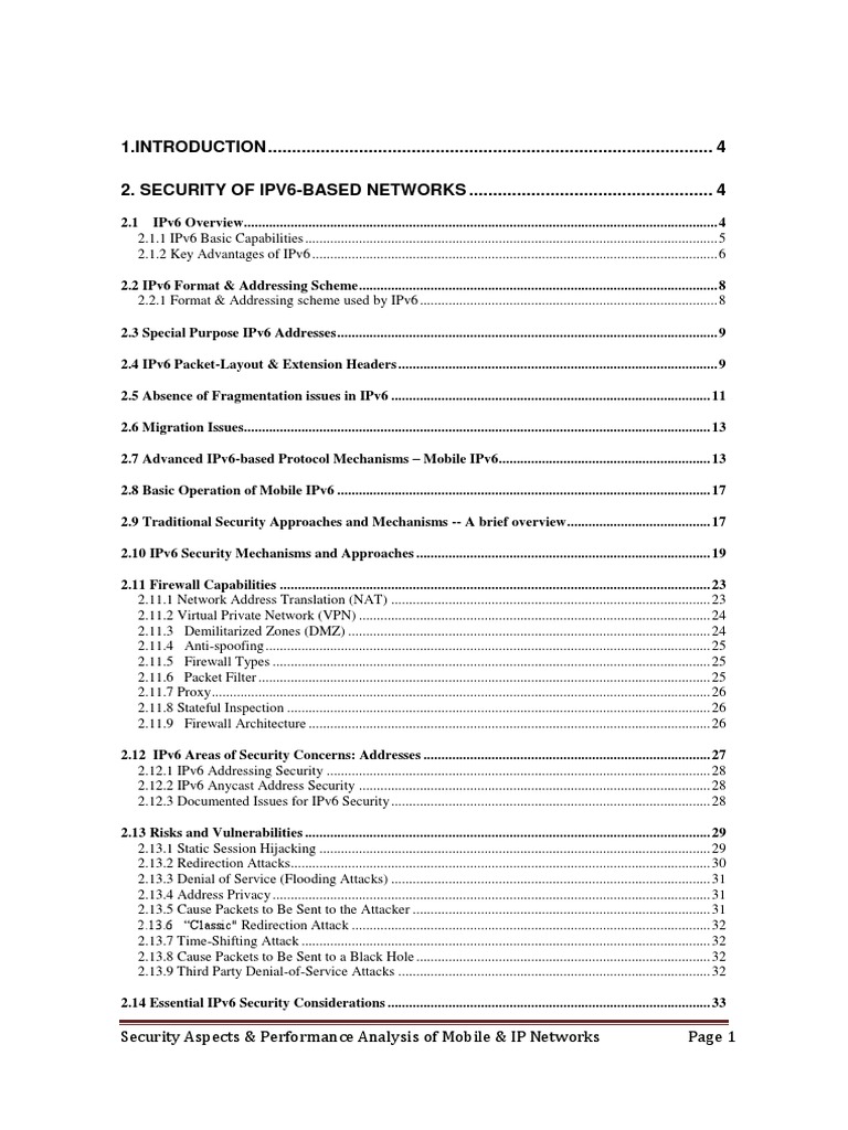 Security Aspects And Performance Analysis Of Mobile And Ip Networks Contents Download Free Pdf
