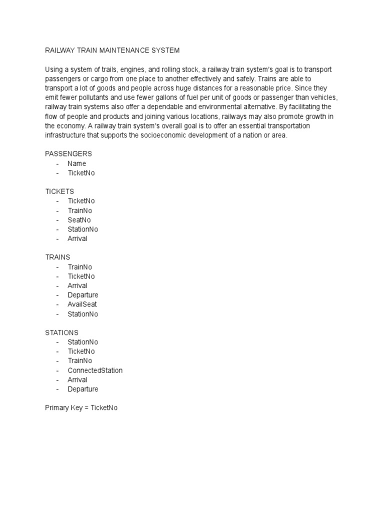 Railway Train Maintenance System PDF | PDF | Business | Computers