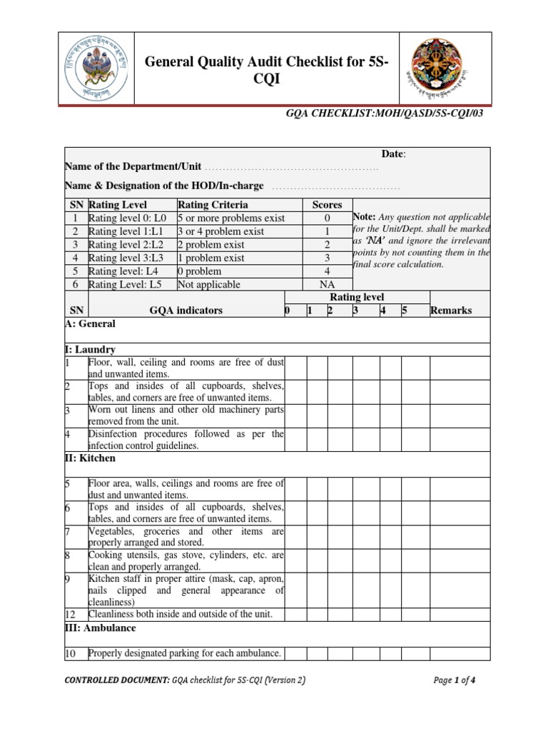 5S CQI GQA Checklist | PDF
