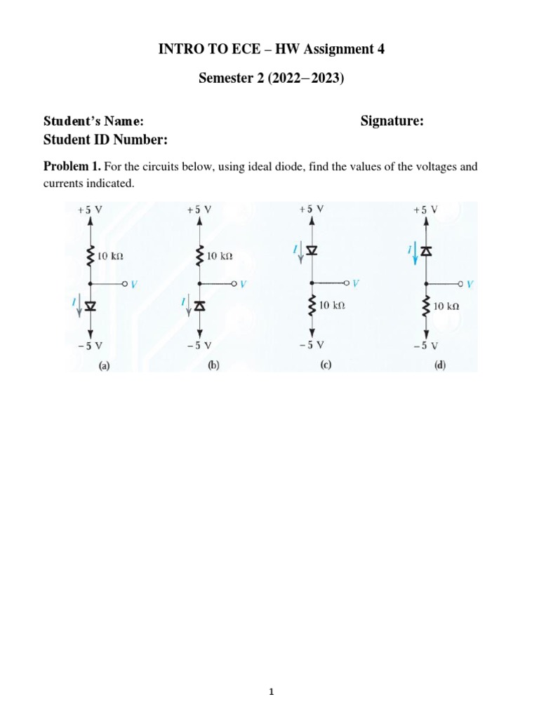 Intro To ECE - HW Assigment 4 | PDF | Bipolar Junction Transistor | Diode