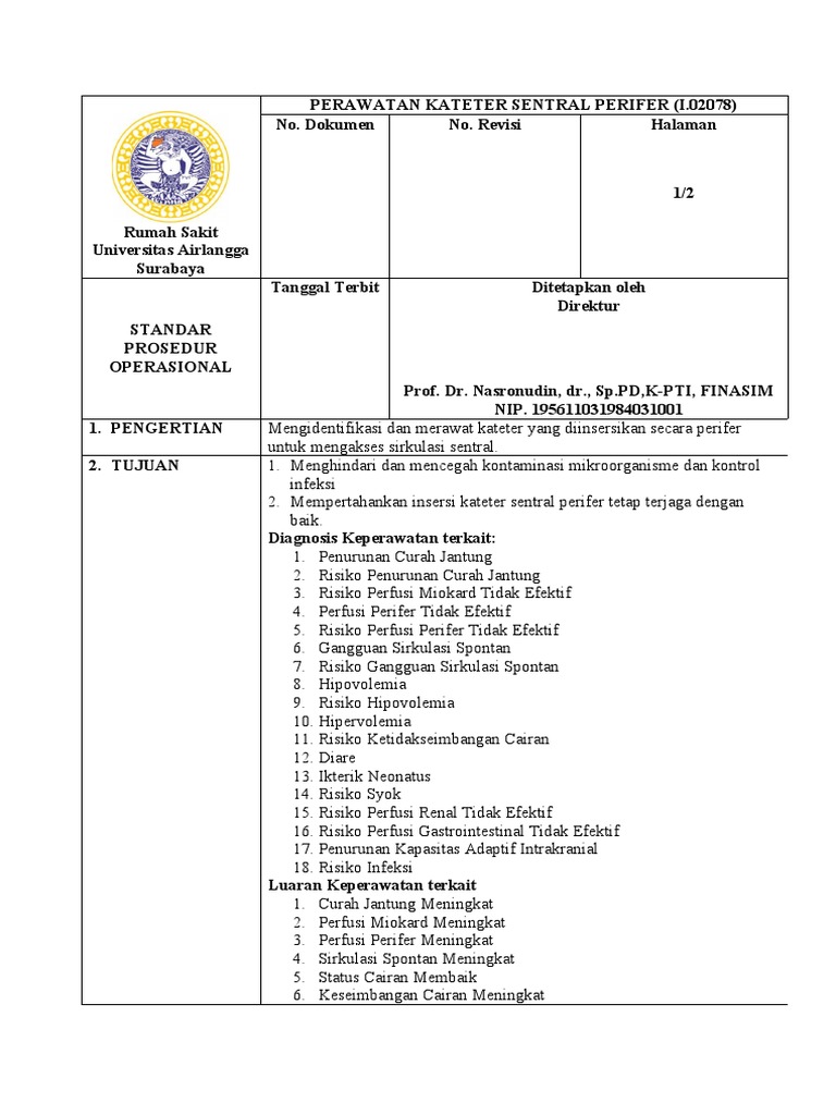 Spo Perawatan Kateter Sentral Perifer - Sesi Putri Arisandi | PDF