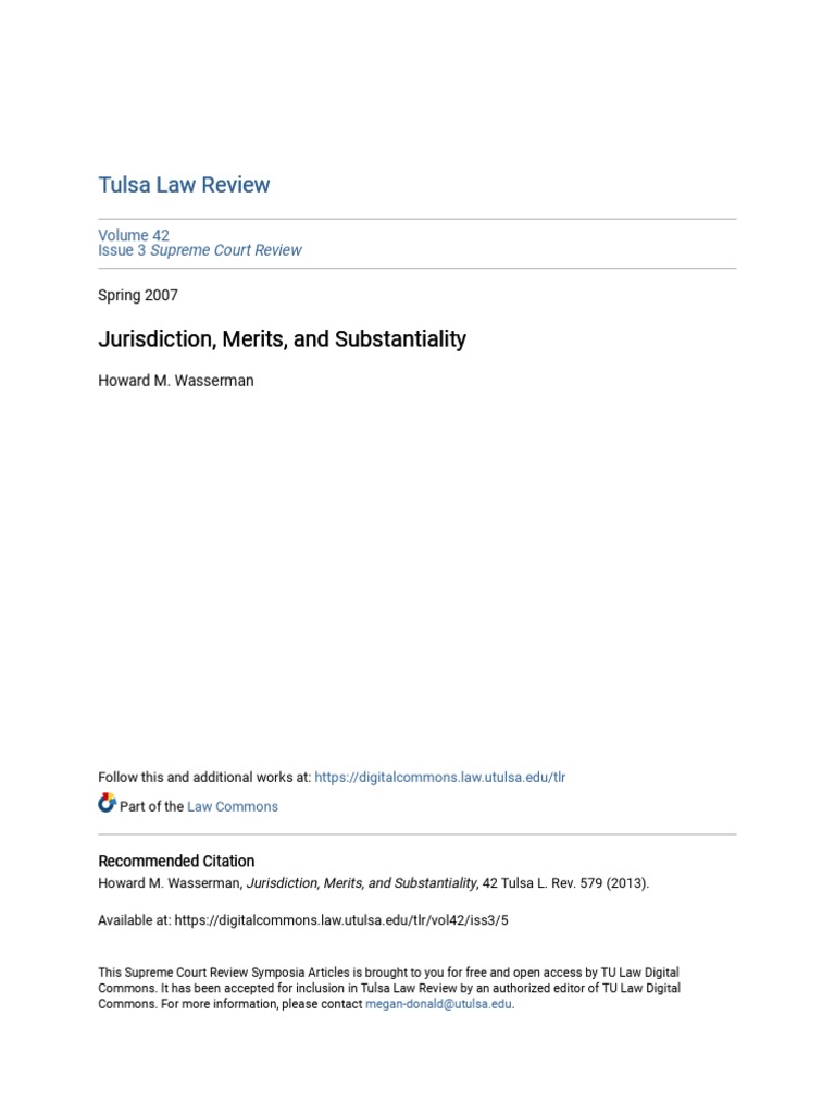 Jurisdiction Merits and Substantiality PDF | PDF | Jurisdiction | Cause ...