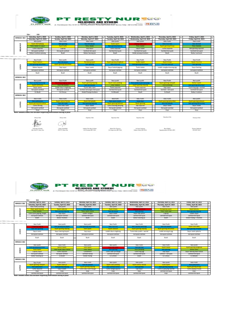 Plan Menu Kja April 2023-3 | PDF