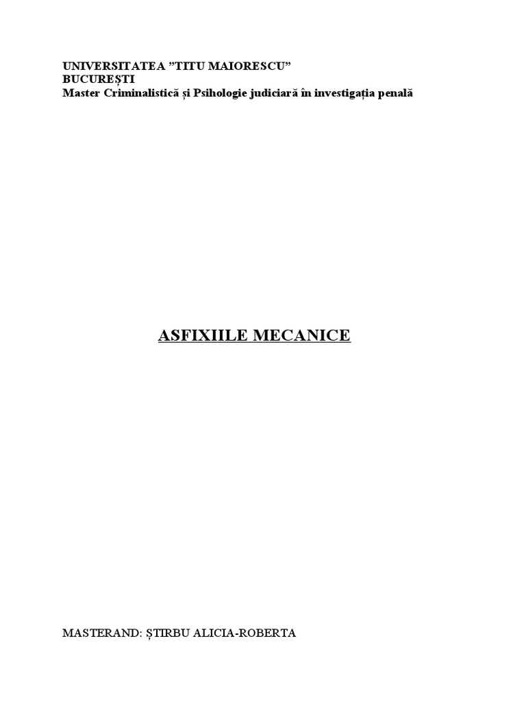ASFIXIILE MECANICE - Știrbu Alicia-Roberta | PDF