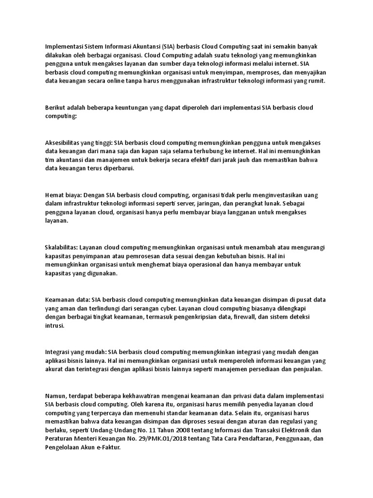 Implementasi Sistem Informasi Akuntansi Berbasis Cloud Computing | PDF