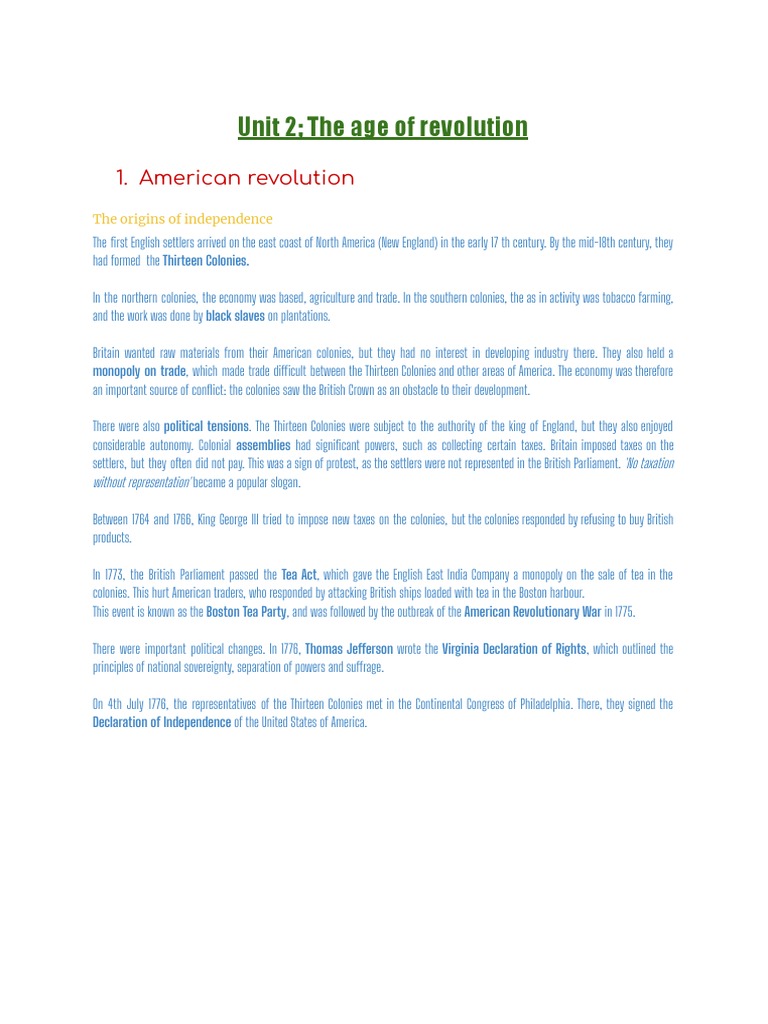 Unit 2 The Age of Revolution | PDF | First French Empire | Napoleon