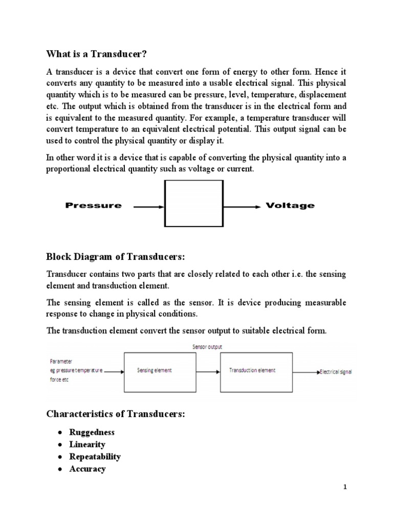Transducer Instrumentation & Control | PDF | Sensor ...