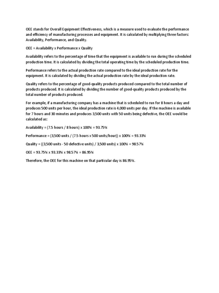 OEE Stands For Overall Equipment Effectiveness | PDF | Six Sigma ...