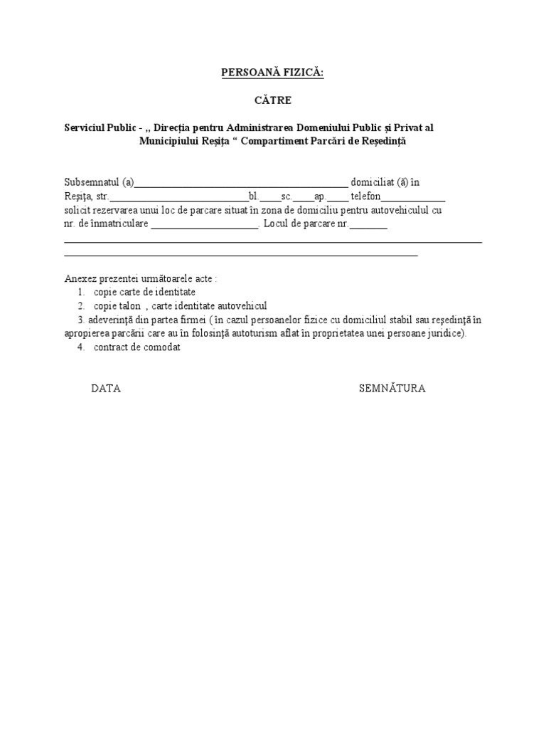 Cerere Persoana Fizica | PDF