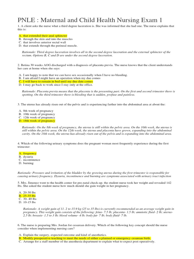 PNLE-Maternal-and-Child-Health-Nursing-Exam_Reviewer (1).pdf | PDF ...
