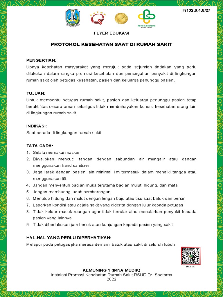 Flyer Edukasi Prokes Di Rumah Sakit Edit Footer | PDF