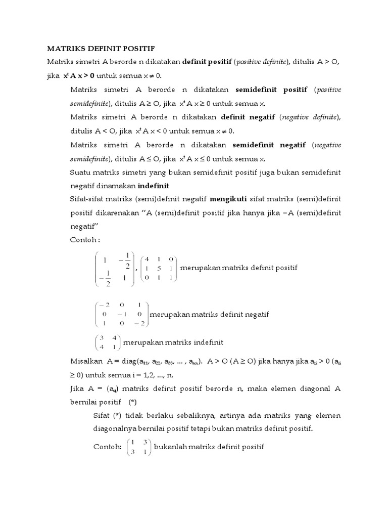 Matriks Definit Positif | PDF
