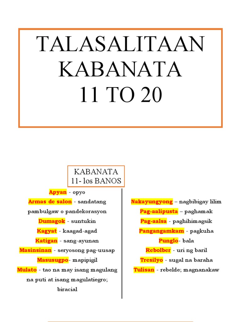 Talasalitaan Kabanata 11 20 | PDF