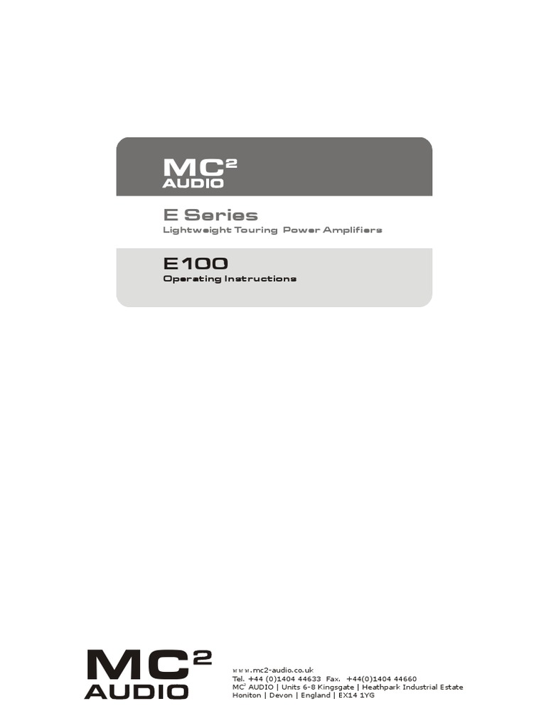 E100 Manual | PDF | Amplifier | Mains Electricity