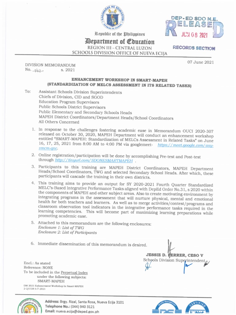 DM No. 142 S. 2021 PDF | PDF