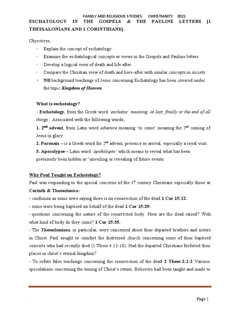Eschatology | PDF | Jesus | Resurrection Of Jesus