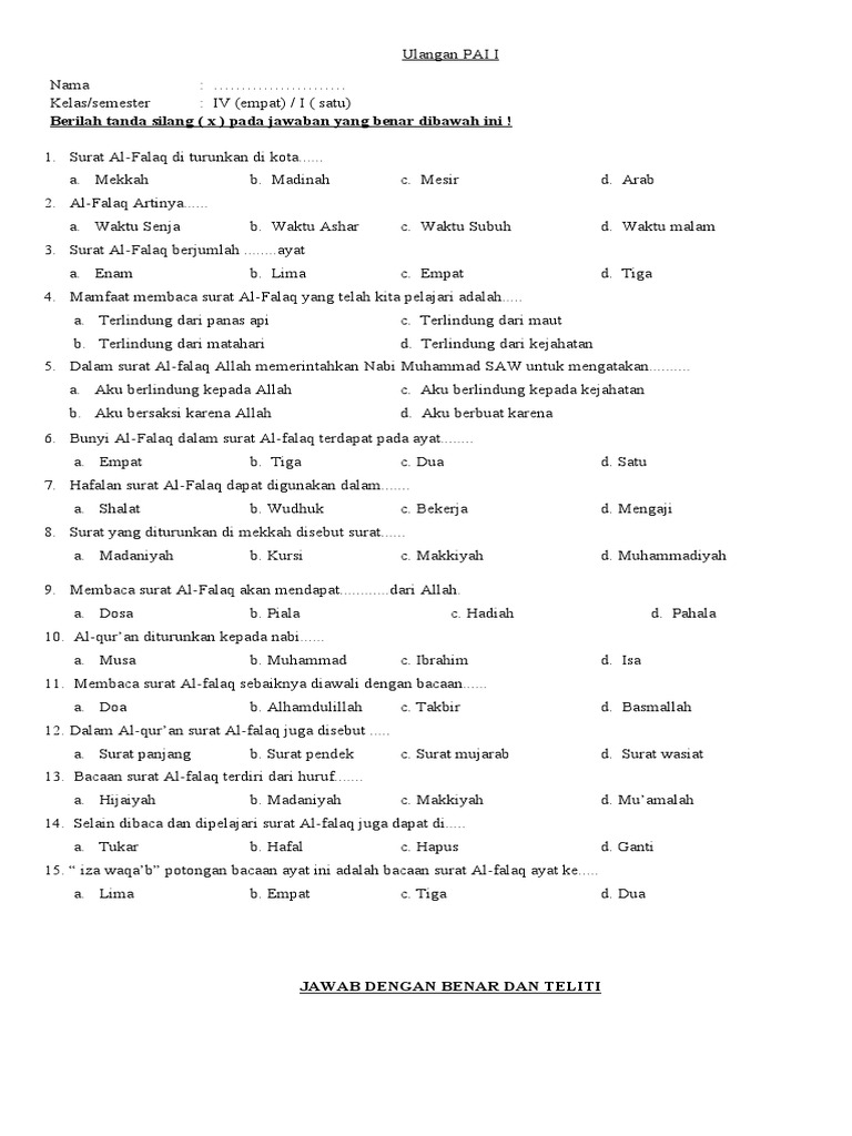 Soal Ulangan Kls 3, 4 & 5 MR 2 | PDF