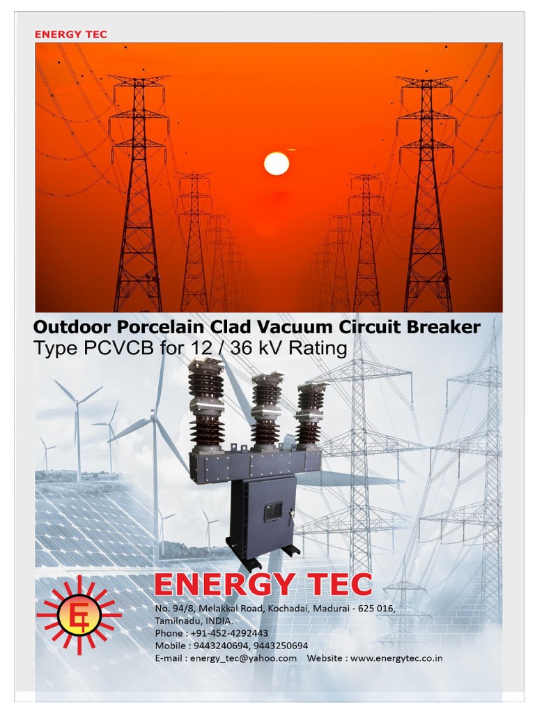 Outdoor Porcelain Clad Vacuum Circuit Breaker for 12/36 kV Applications ...