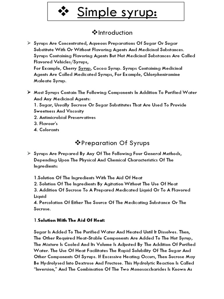 Simple Syrup INTRODUCTION | PDF | Sucrose | Maple Syrup