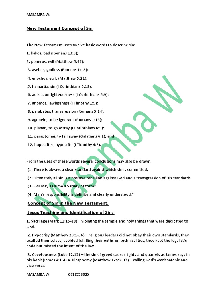 New Testament Concept of Sin | PDF