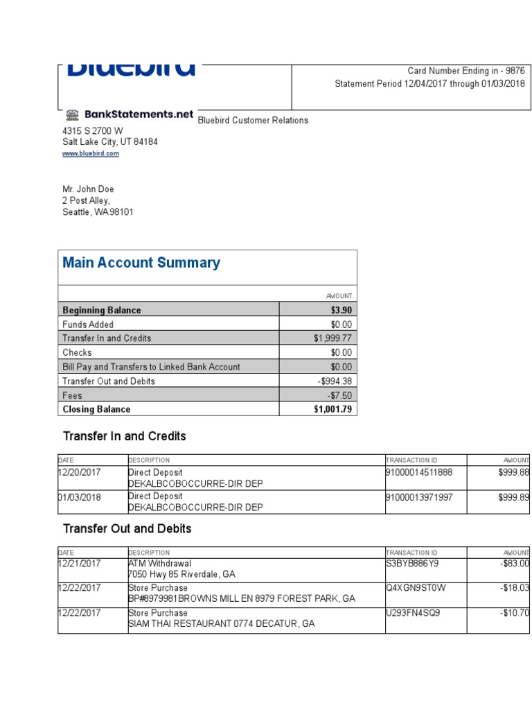 Main Account Summary: Transfer in and Credits | PDF | Automated Teller Machine | Credit Card