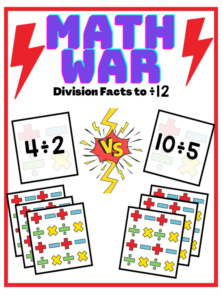 2 - Math War Division Version - Great For Division Facts Through 12 ...