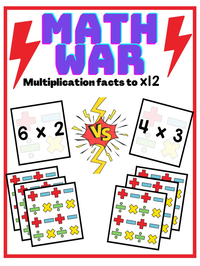 3 - Math War Multiplication Version - A Fun Game For Facts To 12x12 ...