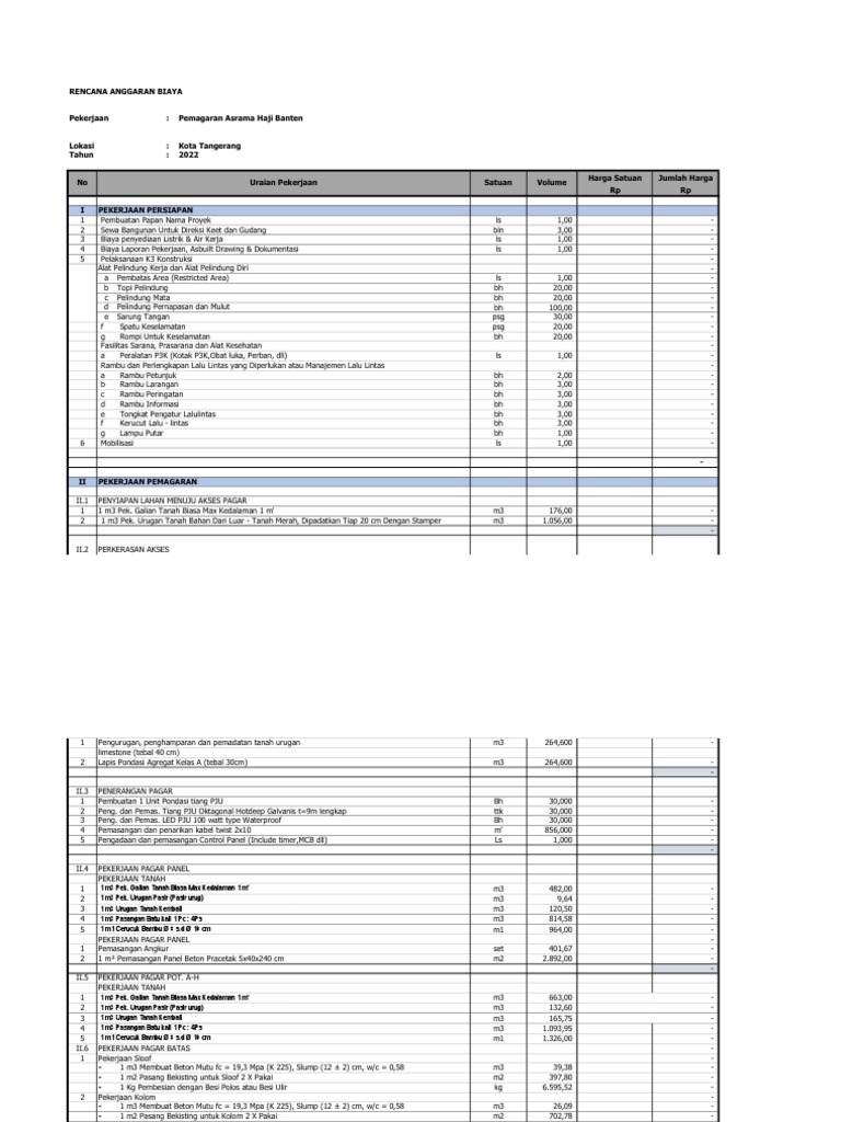 Rincian Pekerjaan Rink Balk 2022 | PDF