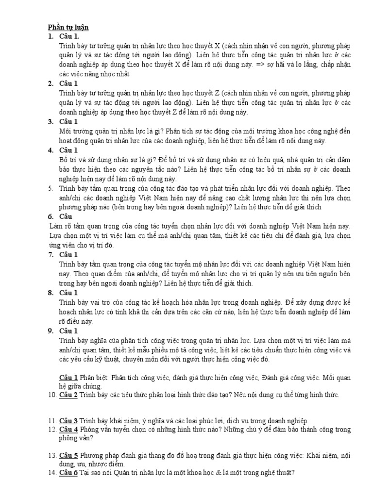 TÀI LIỆU ÔN QTNL | PDF