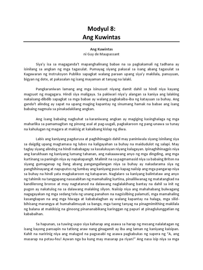 The Necklace Filipino Analysis | PDF