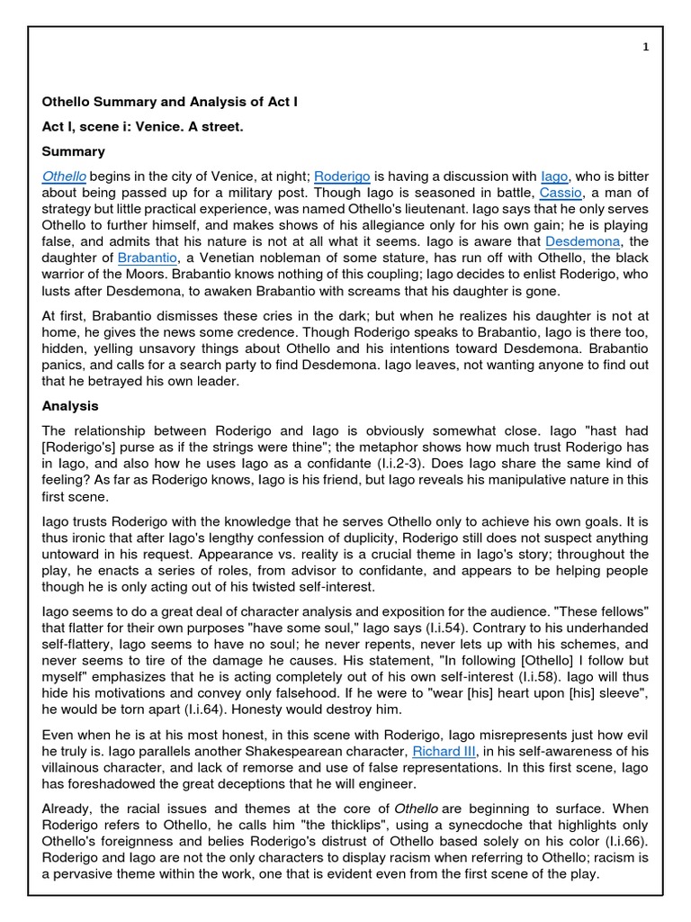 Analysis Othello PDF | PDF | Othello | Iago