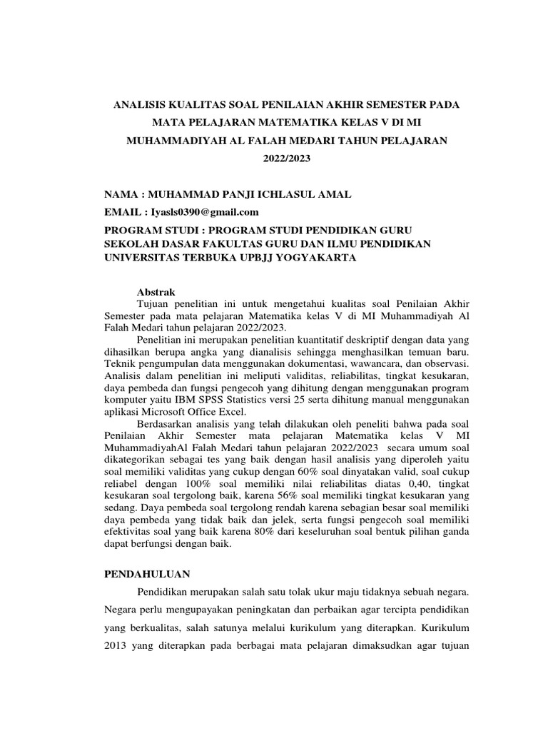 Karya Ilmiah Muhammad Panji Ichlasul Amal PDF | PDF | Karier & Perkembangan