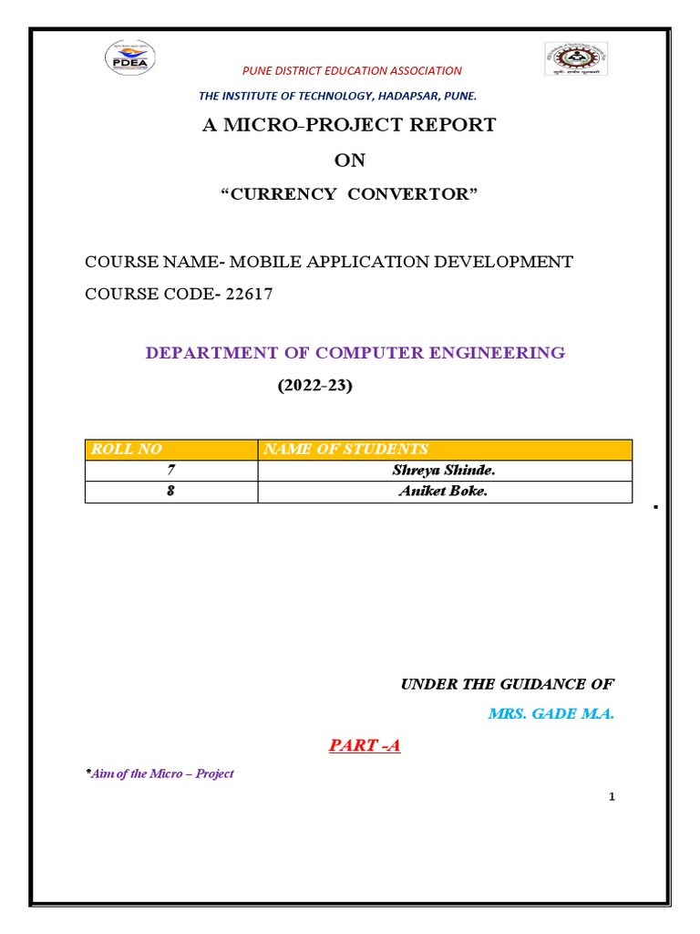A Micro-Project Report ON: Course Name-Mobile Application Development ...