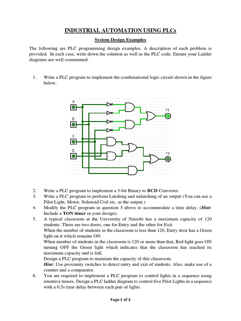 Industrial Automation Using PLCs_ System Design Problems | PDF ...