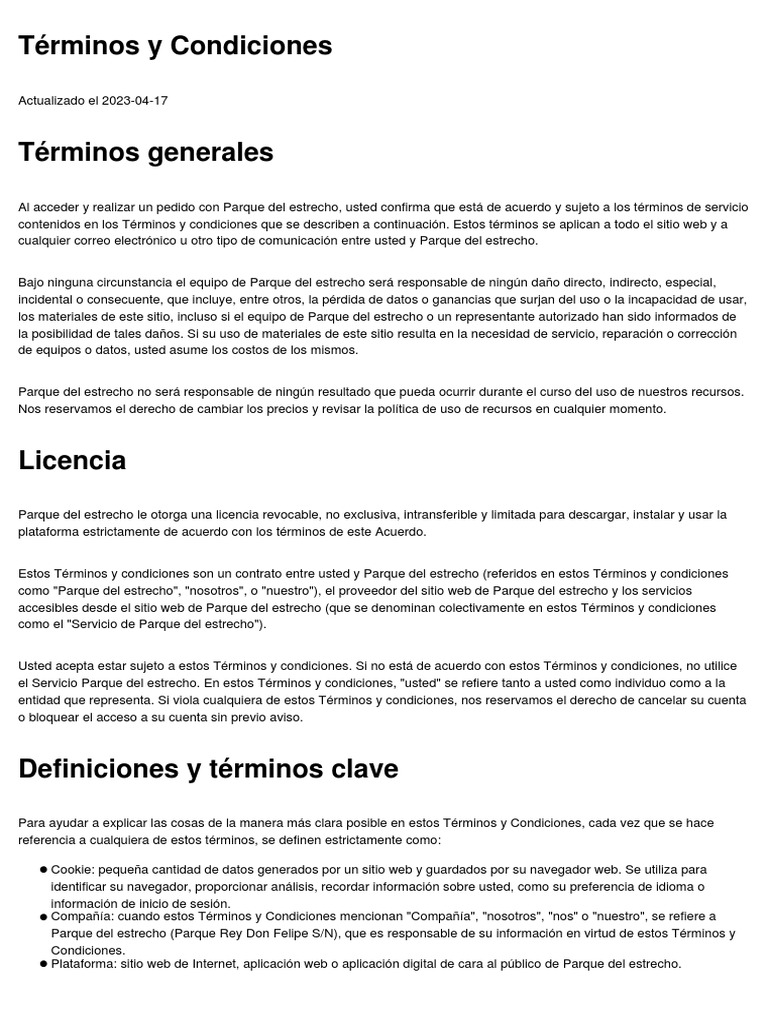 Ejemplo de Terminos y Condiciones de Un Producto o Servicio | PDF | Cookie HTTP | Red mundial