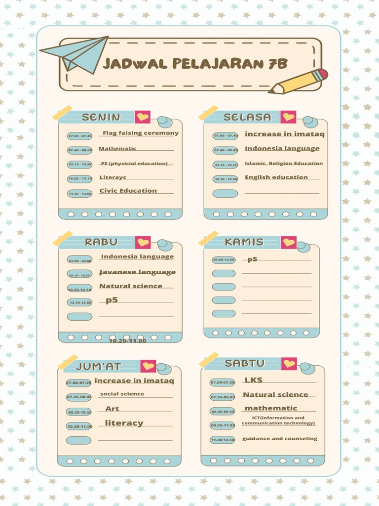 Schedule Kelas VII | PDF