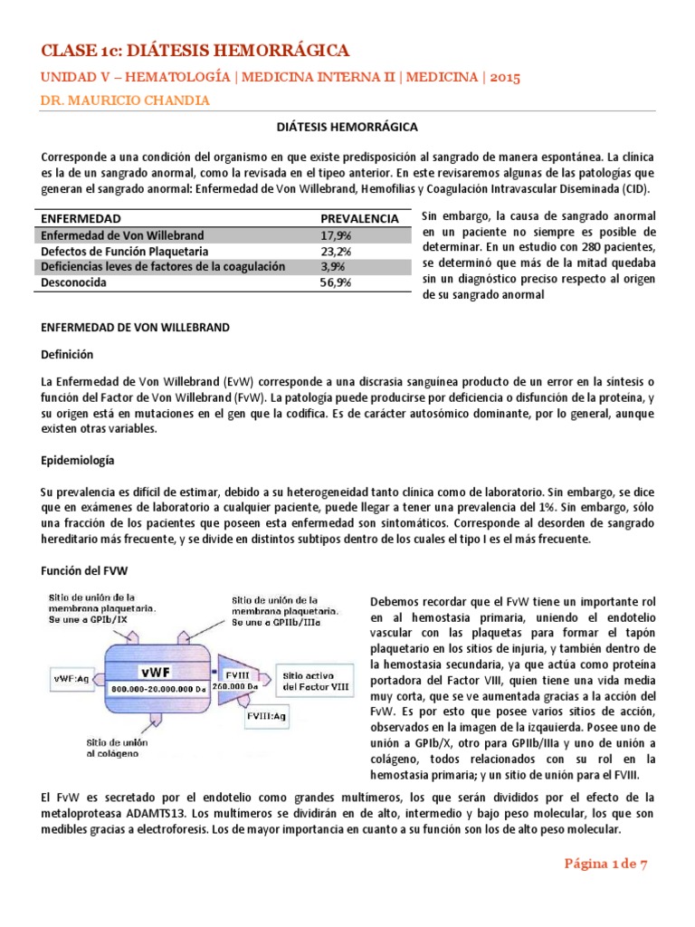 1c. Diatesis Hemorrágica | PDF | Hemofilia | Hemostasia