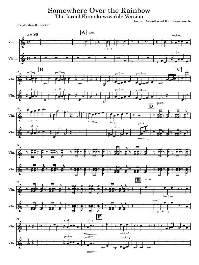 Israel Kamakawiwo'ole's "Somewhere" Arrangement | PDF