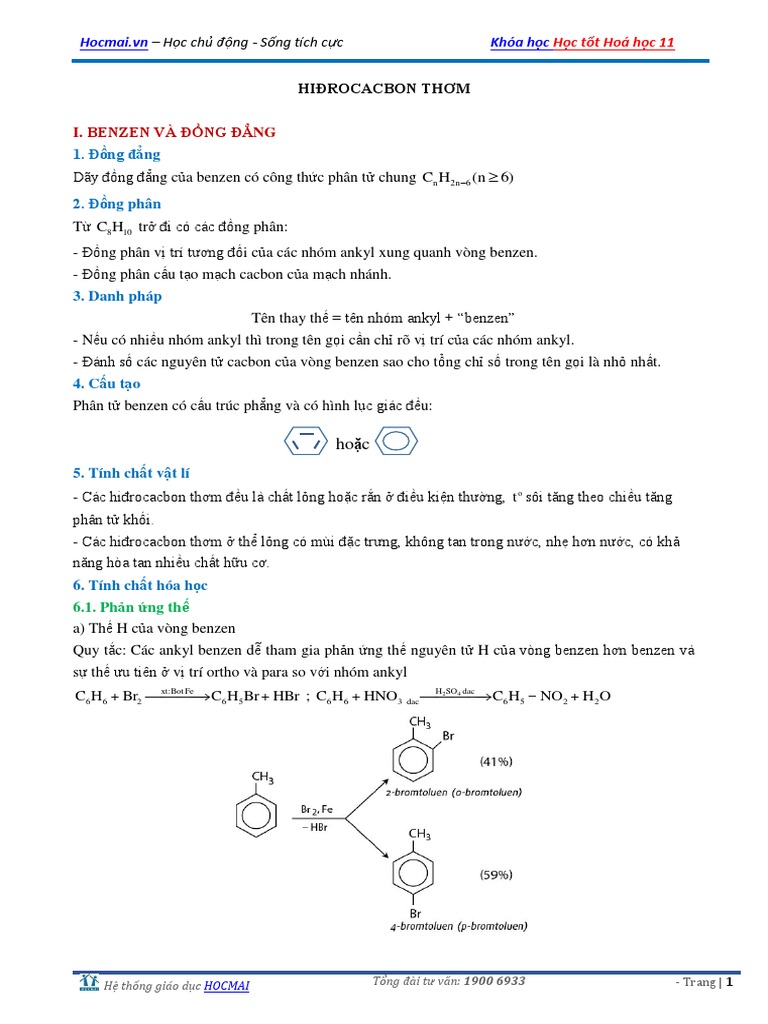 07.tom Tat Li Thuyet Chuong Hidrocacbon Thom | PDF