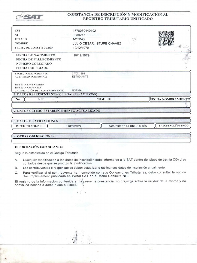 Constancia NIT | PDF