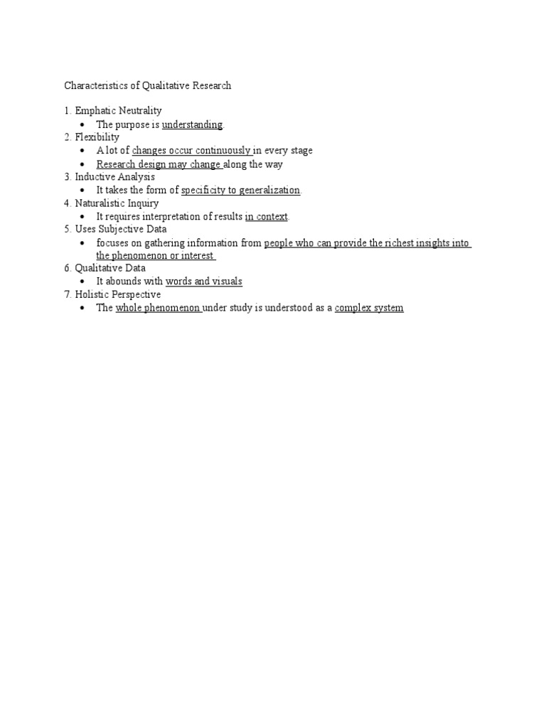 Characteristics of Qualitative Research | PDF