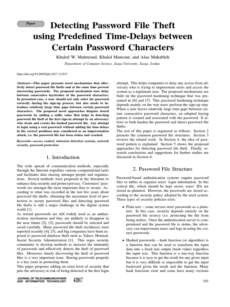 JTIT 4 2017 Mahmoud Mansour PDF | Download Free PDF | Password | User (Computing)