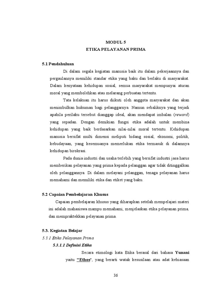 Modul 5 Etika Pelayanan Prima | PDF | Karier & Perkembangan | Gaya Hidup