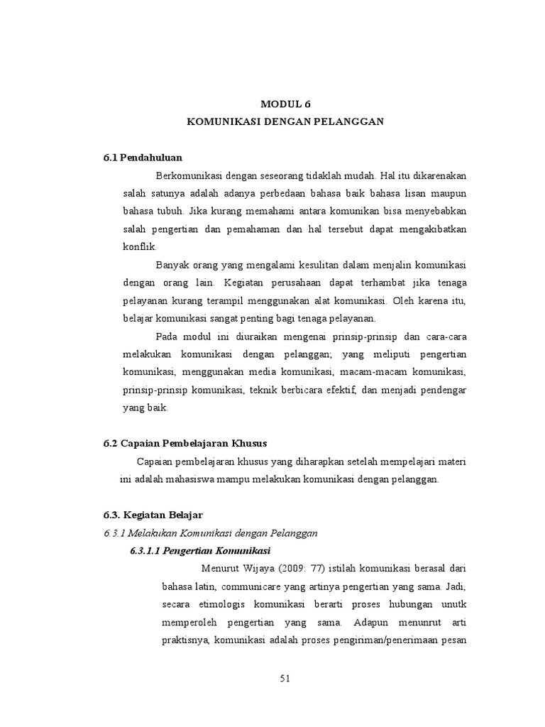 Modul 6 Komunikasi Dengan Pelanggan | PDF Modul 6 Komunikasi Dengan Pelanggan | PDF