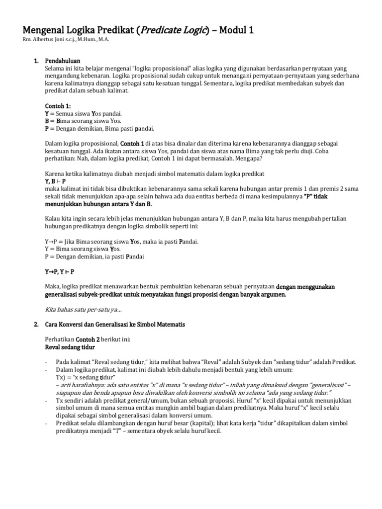 Mengenal Logika Predikat - Modul 1 | PDF
